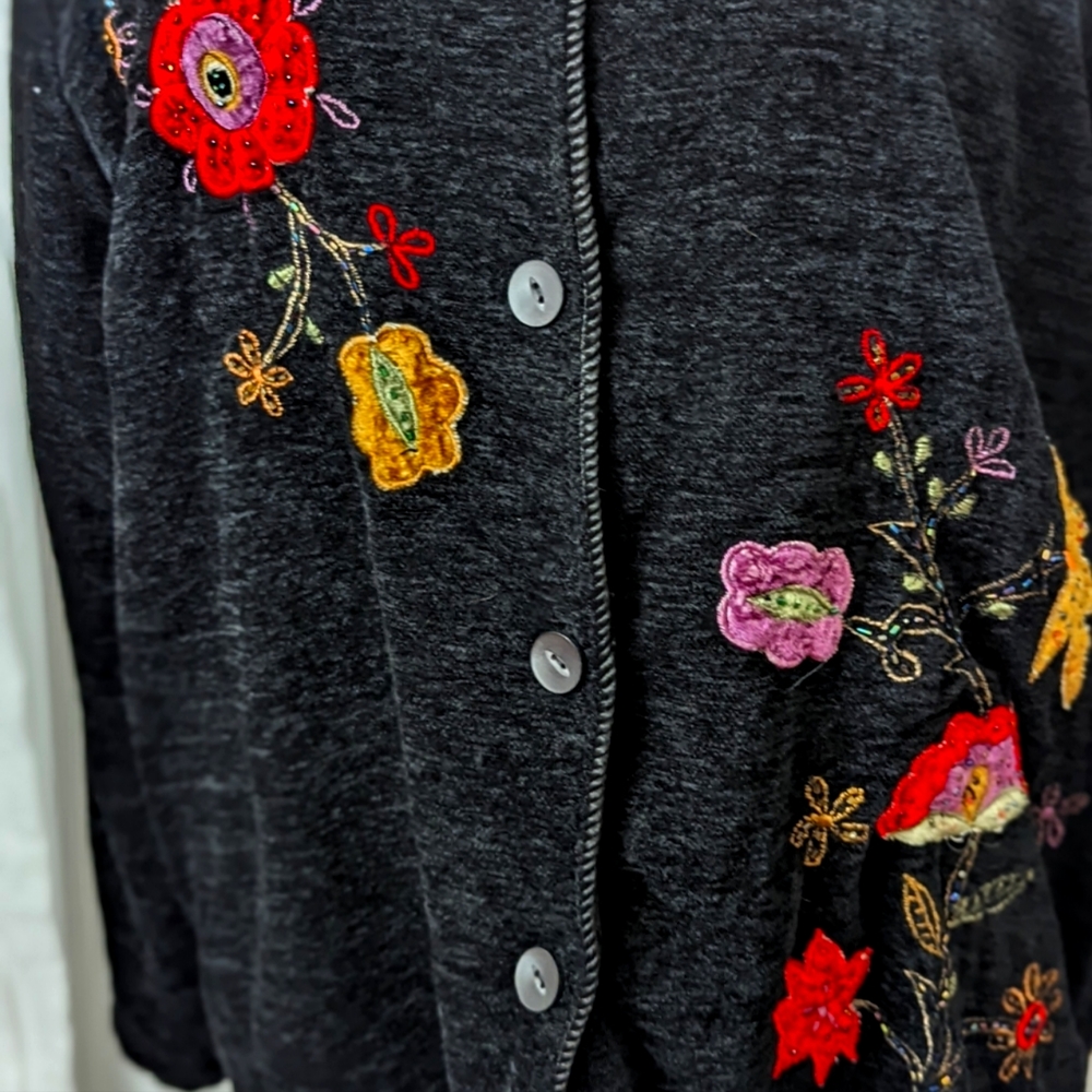 Black Embroidered Vintage Sweater - Gem